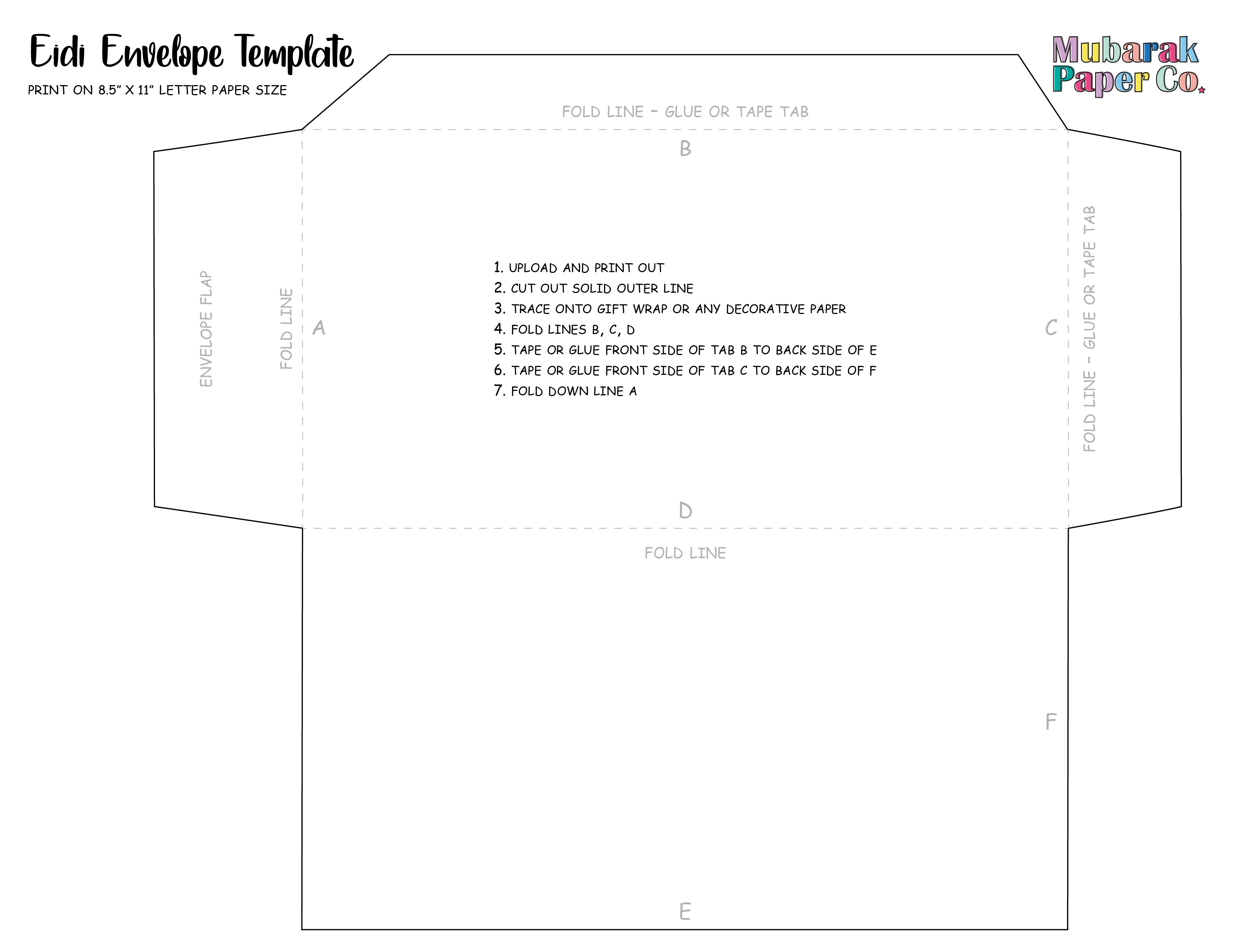 DIY Money Envelope Template – Mubarak Paper Co.